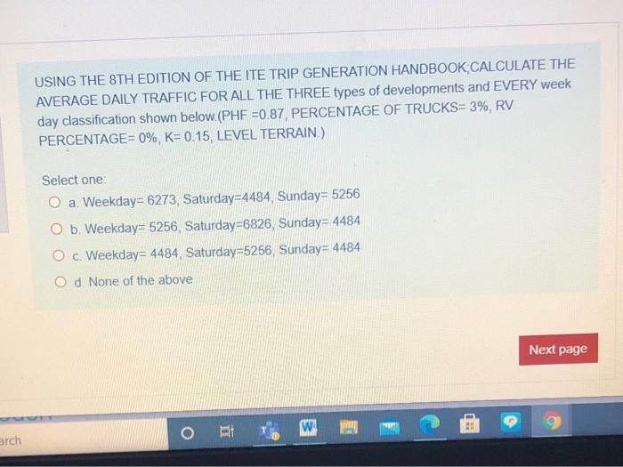 Solved USING THE 8TH EDITION OF THE ITE TRIP GENERATION | Chegg.com