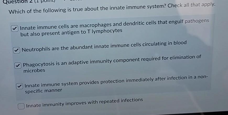 Solved Which of the following is true about the innate | Chegg.com