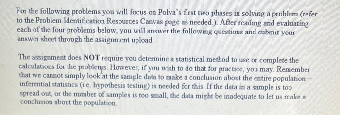 Solved For the following problems you will focus on Polya's | Chegg.com