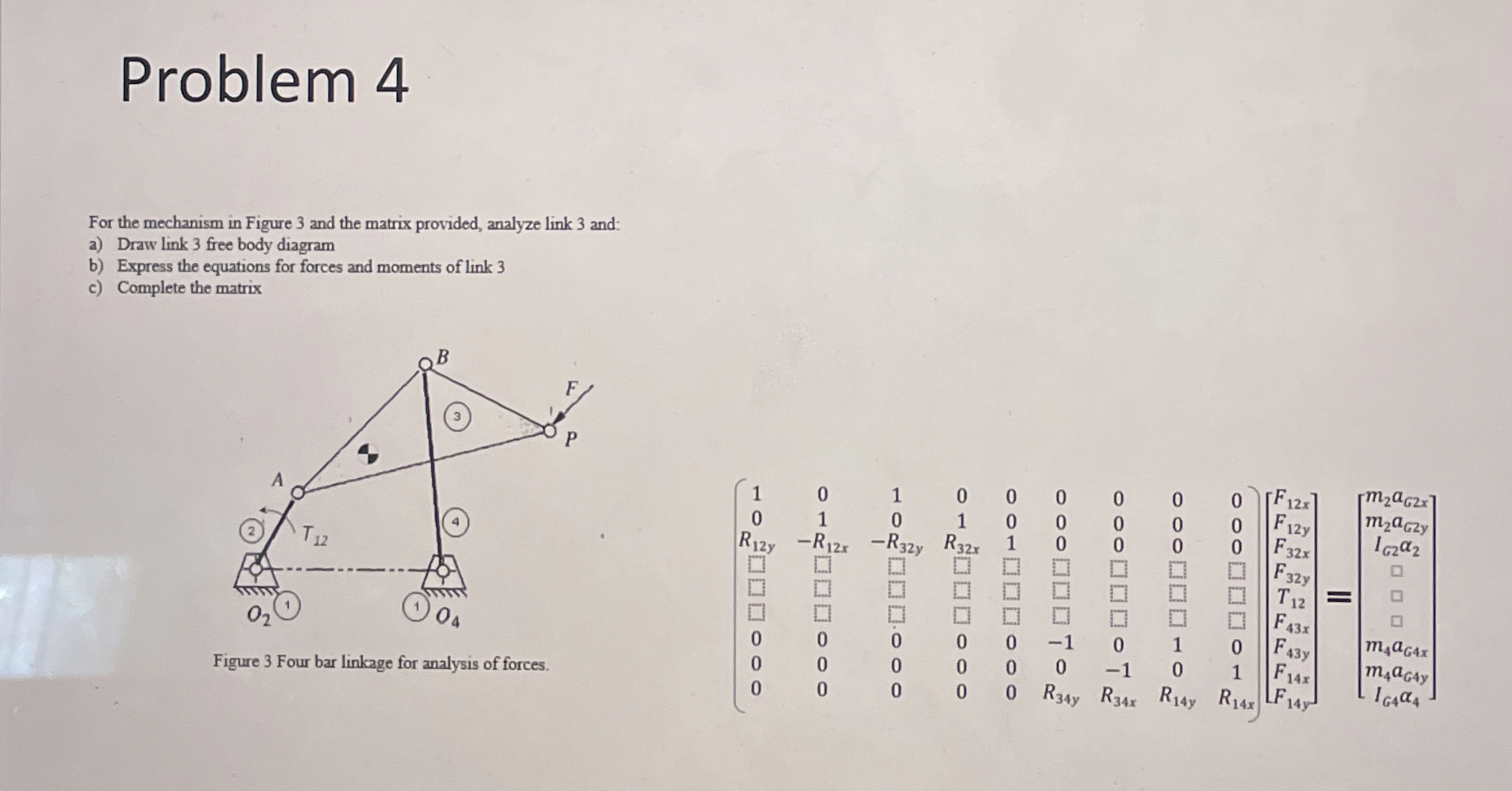 Solved Problem 4For the mechanism in Figure 3 ﻿and the | Chegg.com