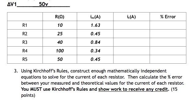 Solved 3. Using Kirchhoff's Rules, construct enough | Chegg.com