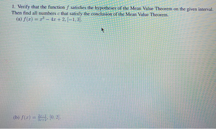 Solved 1. Verify that the function f satisfies the | Chegg.com