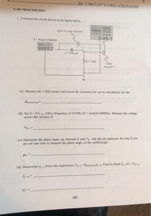 RC CIRCUIT V-I RELATIONSHIP LAB PROCEDURES 1. | Chegg.com