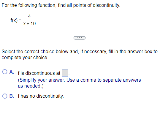 Solved For the following function, find all points of | Chegg.com