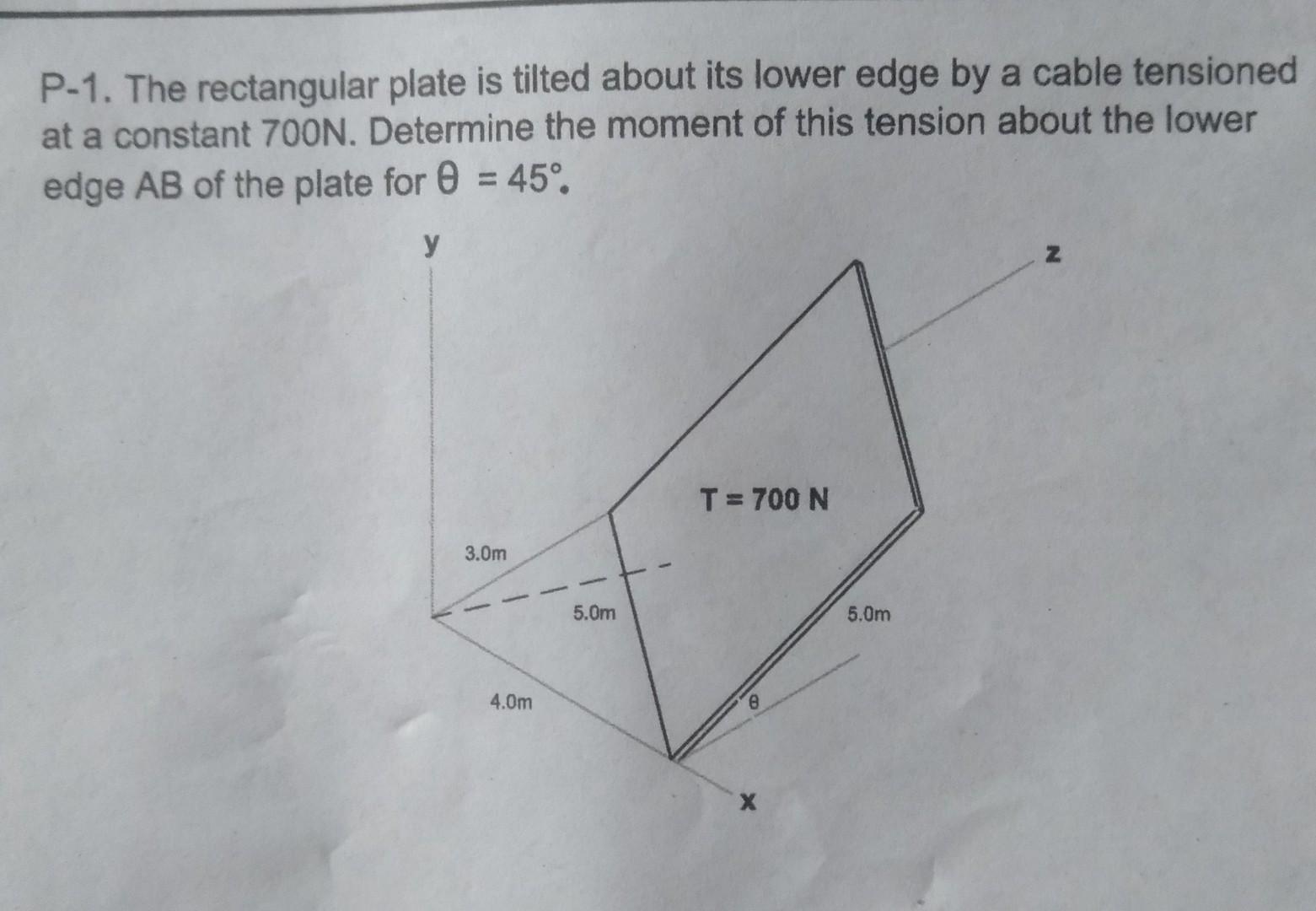 Solved P-1. The rectangular plate is tilted about its lower | Chegg.com