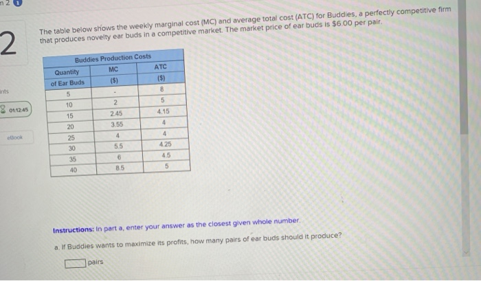 Solved The table below shows the weekly marginal cost (MC) | Chegg.com