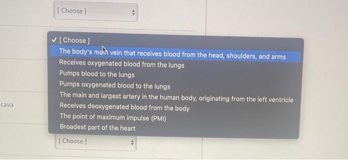 Solved Match each heart structure to its function or | Chegg.com