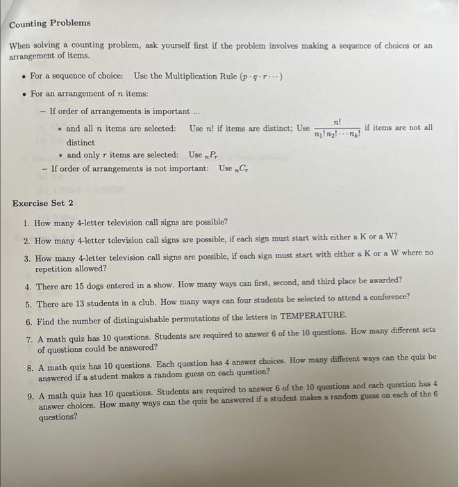 Solved Probability Problems QUICK GUIDE: (Not necessarily | Chegg.com