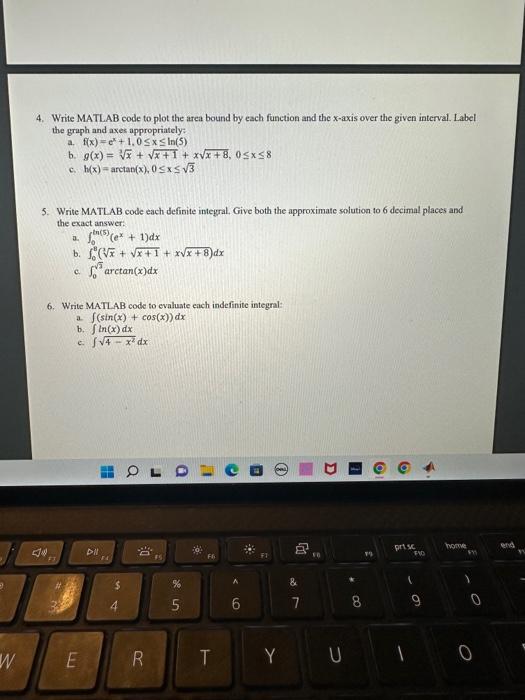 Solved 4 Write Matlab Code To Plot The Area Bound By Each 8040