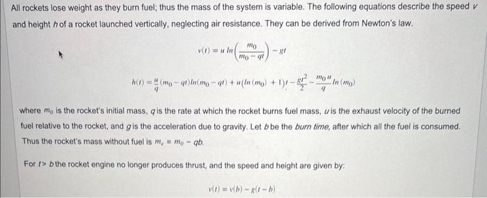 Solved All rockets lose weight as they burn fuel; thus the | Chegg.com
