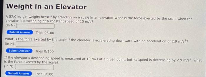 Solved Weight in an Elevator A 57.0 kg girl weighs herself | Chegg.com