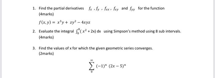 1 Find The Partial Derivatives Fx Fy Fxx Fxy And Fyy