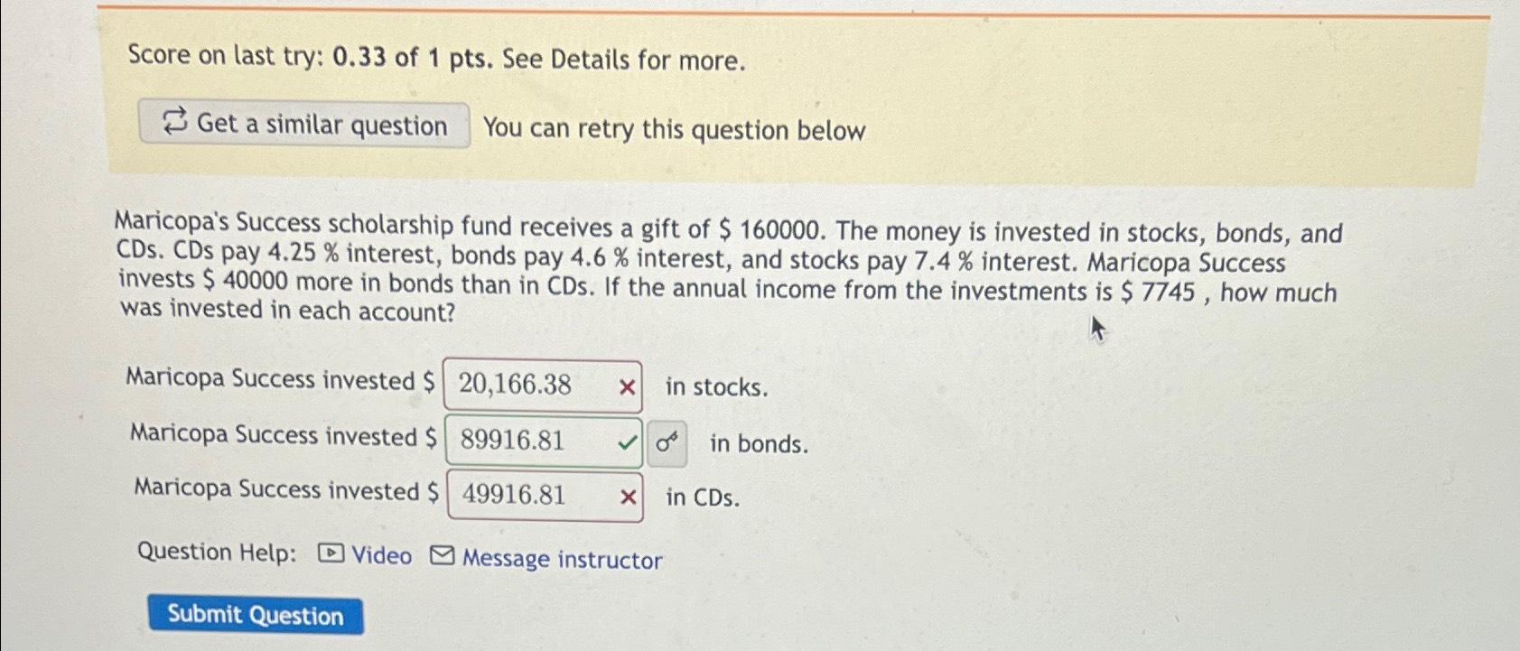 Solved Score on last try: 0.33 ﻿of 1 ﻿pts. ﻿See Details for | Chegg.com