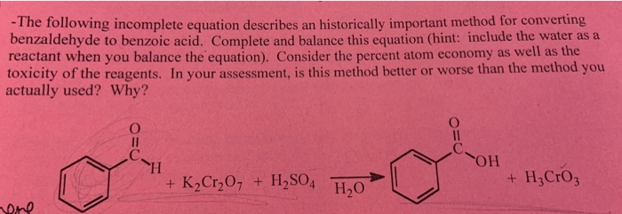 - The following incomplete equation describes an | Chegg.com