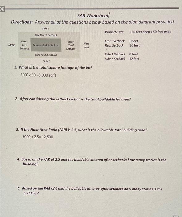 Solved FAR Worksheet Directions: Answer all of the questions | Chegg.com