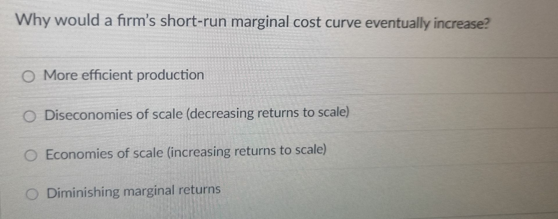 Solved Why would a firm's short-run marginal cost curve | Chegg.com