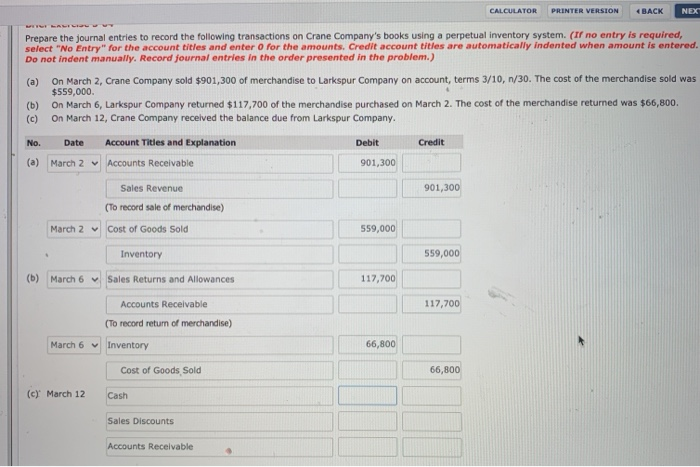 Solved CALCULATOR PRINTER VERSION | Chegg.com