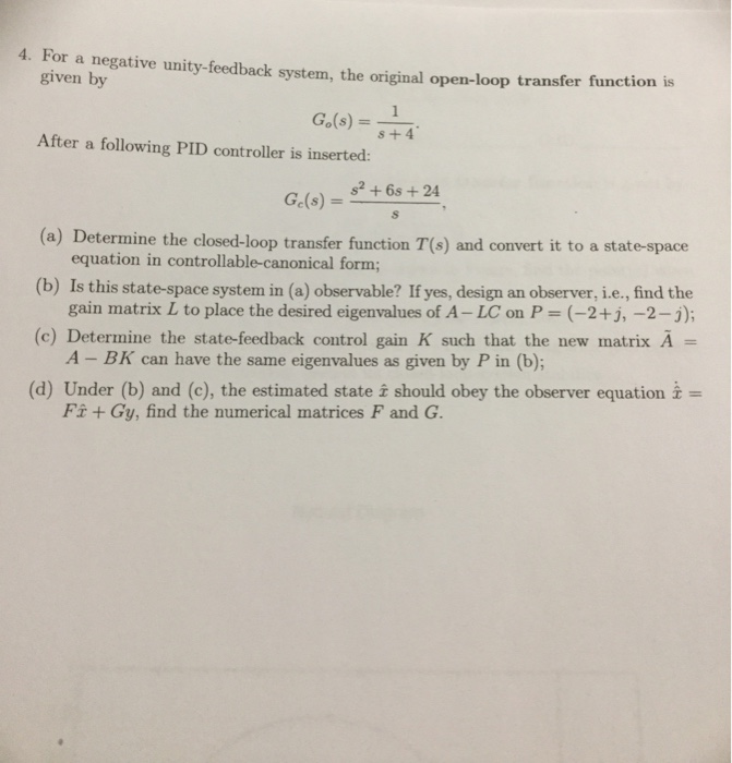 Solved For a negative unity-feedback system, the original | Chegg.com