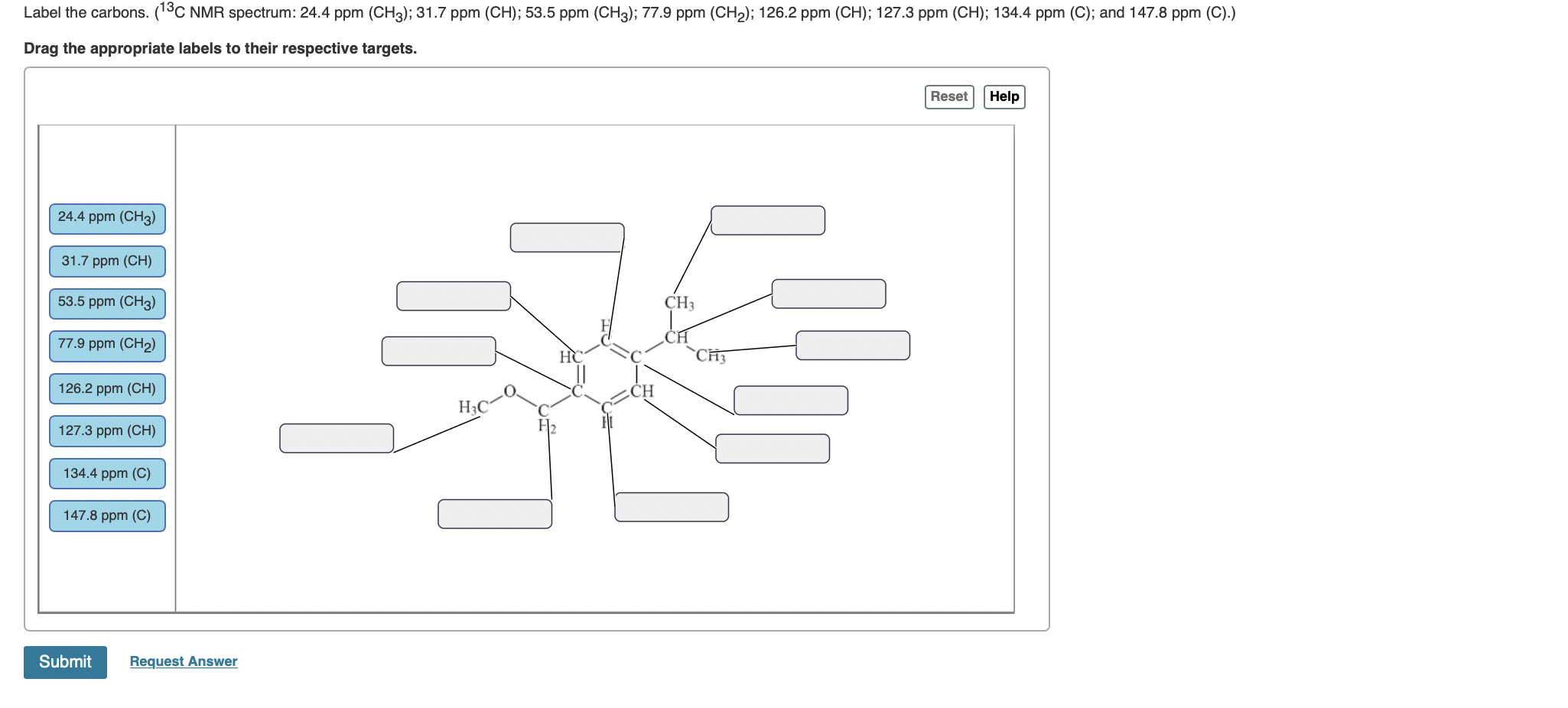 Solved ?(13)C NMR spectrum: 24.4ppm(CH_(3));31.7ppm(CH);53.5 | Chegg.com