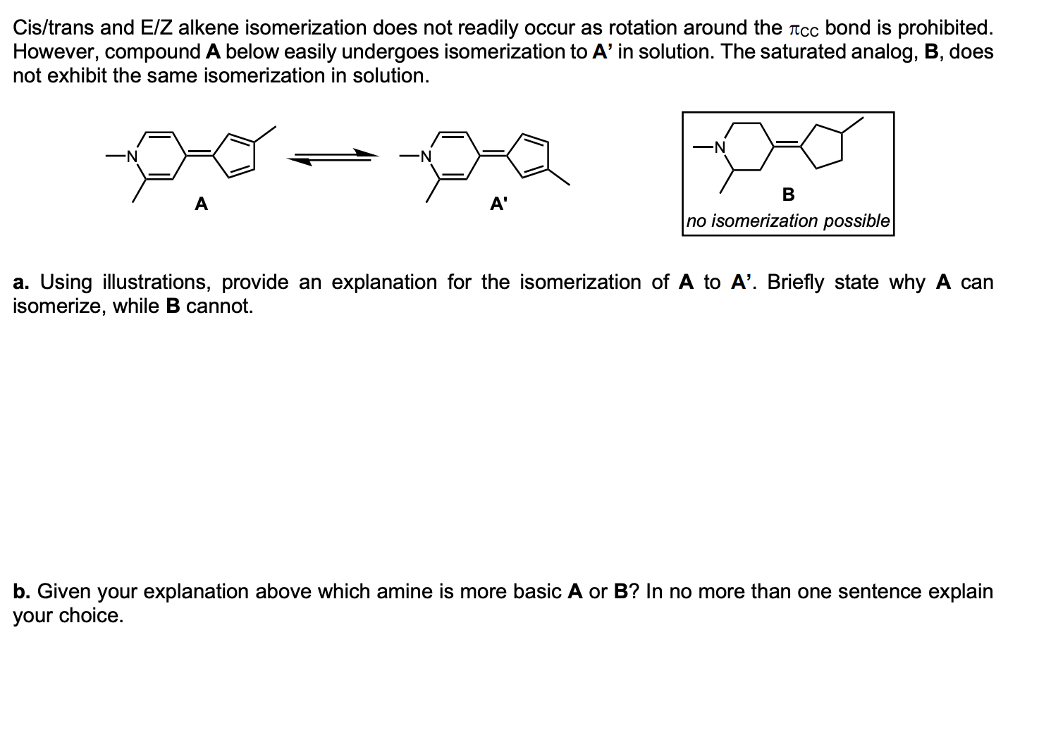 Solved Cis Trans And E Z Alkene Isomerization Does Not