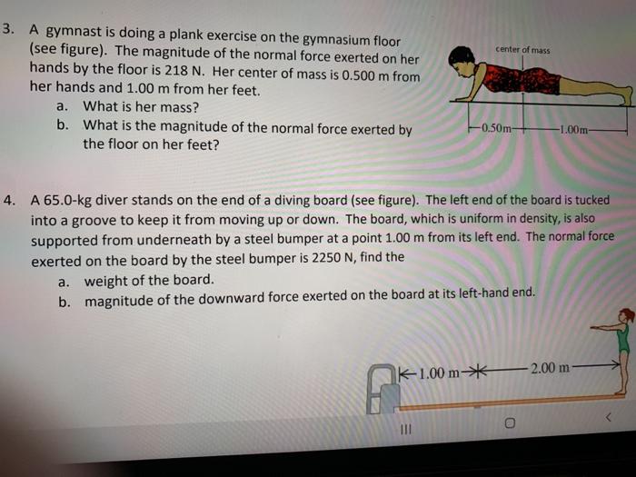 Solved center of mass 3. A gymnast is doing a plank exercise | Chegg.com