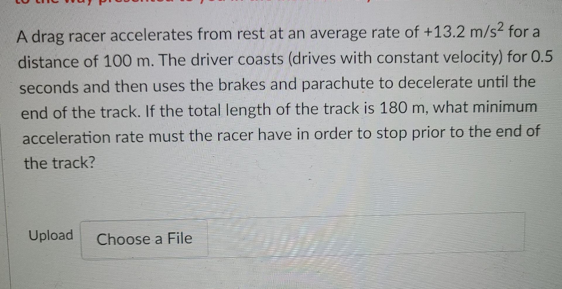 Solved A drag racer accelerates from rest at an average rate | Chegg.com