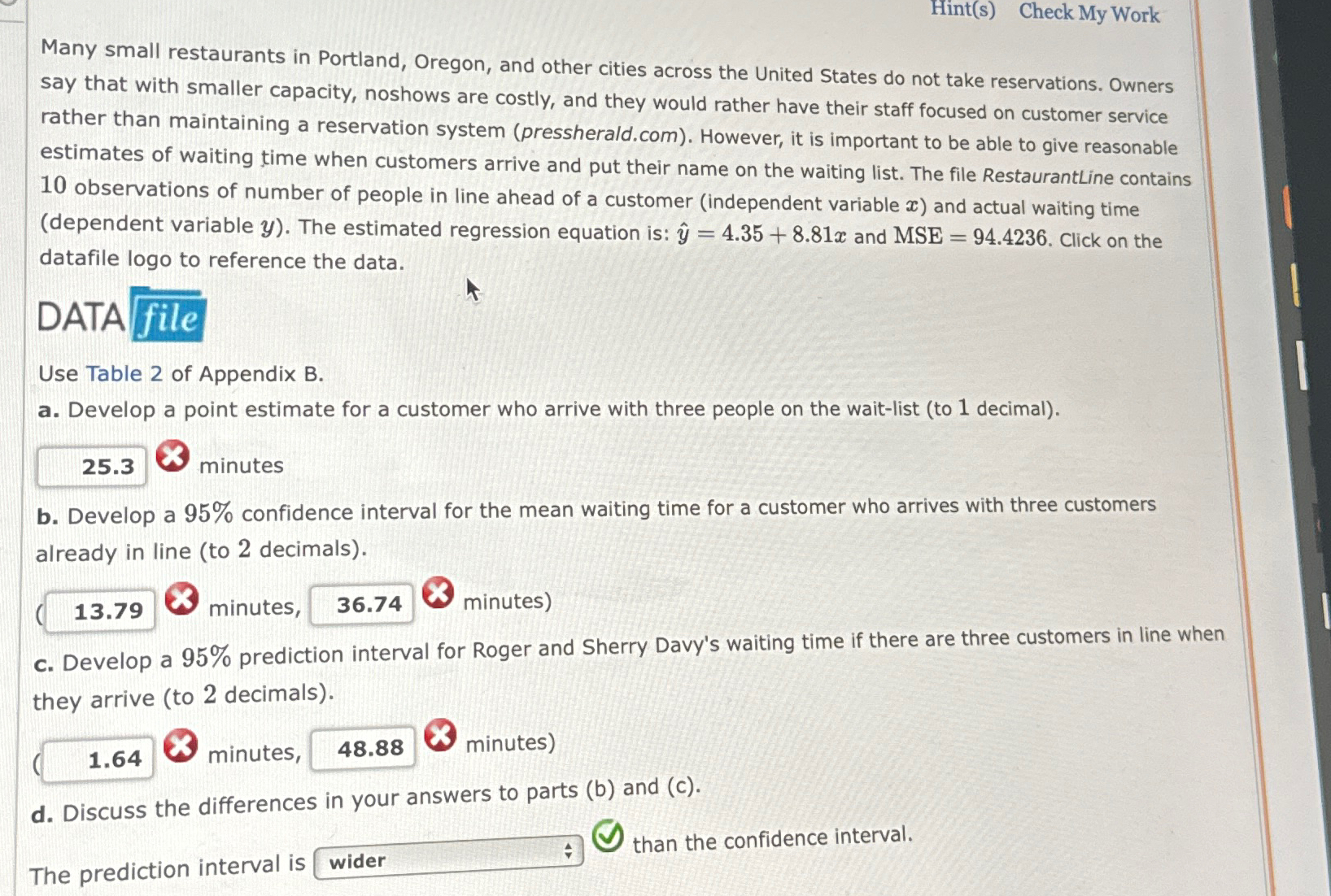 Solved Hint(s) ﻿Check My WorkMany small restaurants in | Chegg.com