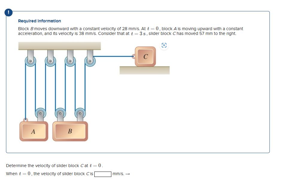 Solved !Required InformationBlock B ﻿moves downward with a | Chegg.com