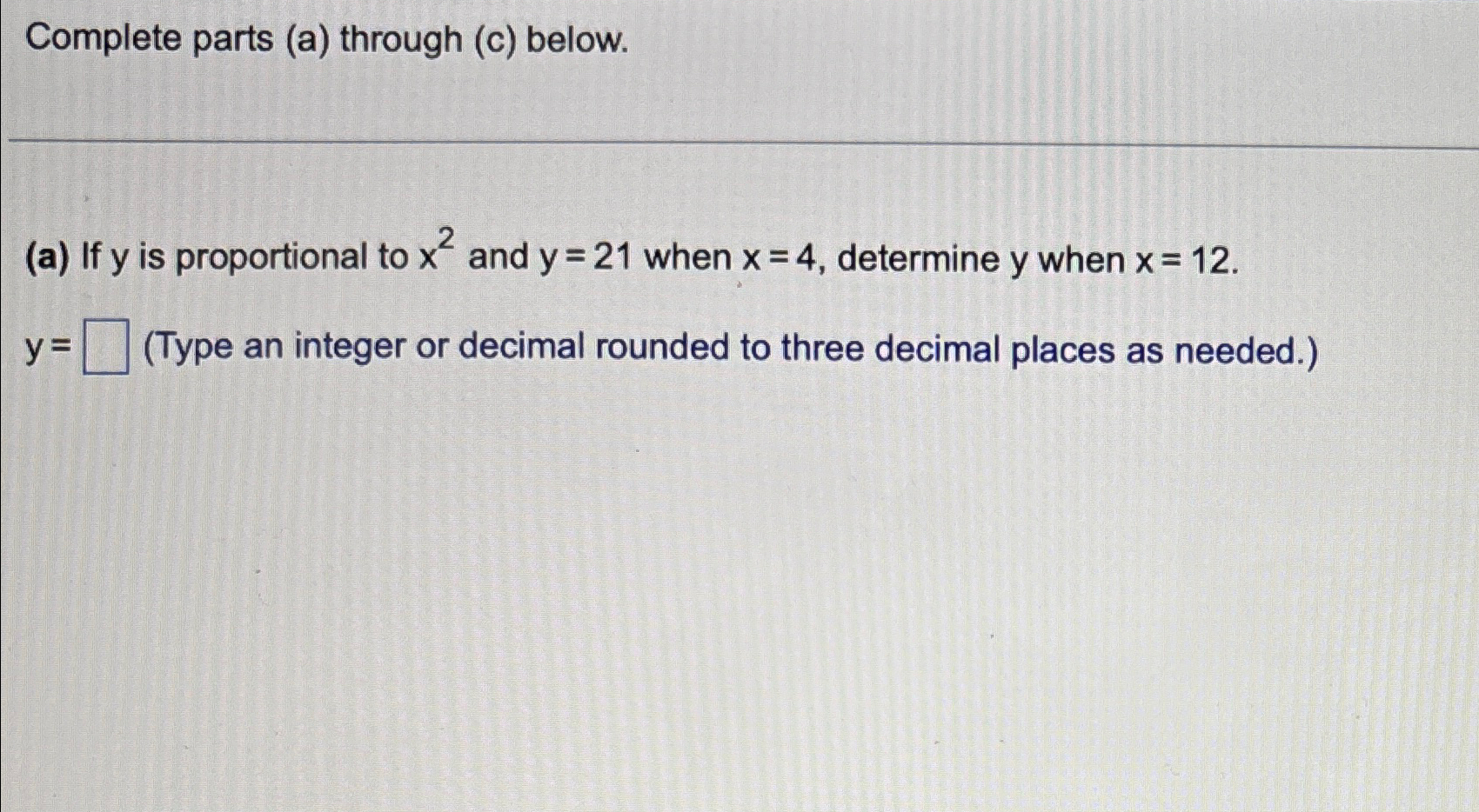 Solved Complete parts (a) ﻿through (c) ﻿below.(a) ﻿If y ﻿is | Chegg.com