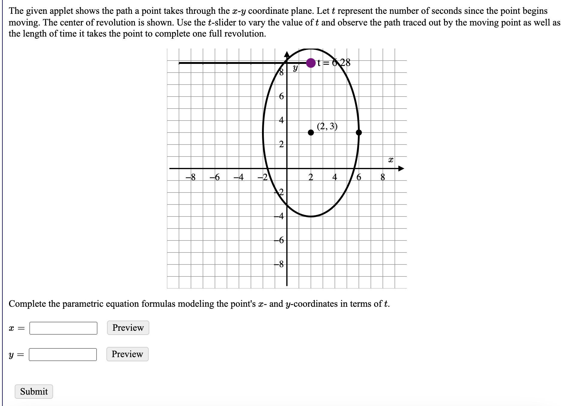 Solved The given applet shows the path a point takes through | Chegg.com