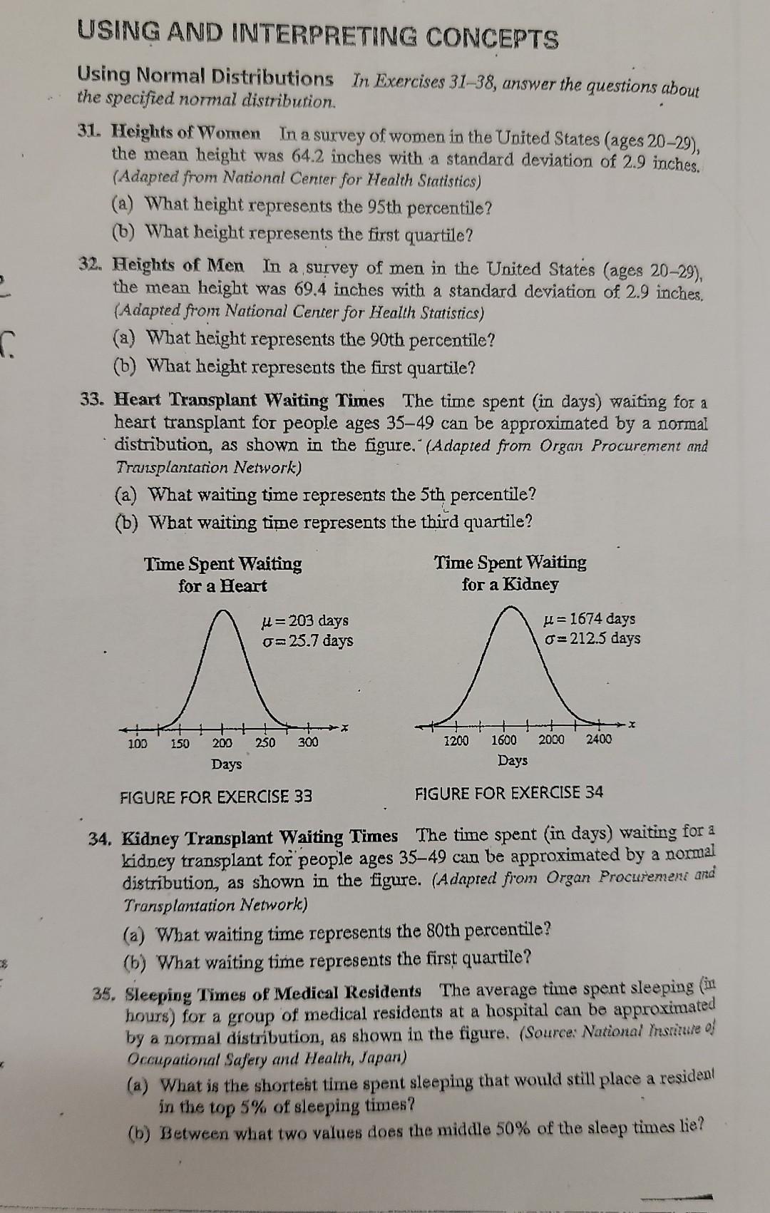 Solved USING AND INTERPRETING CONCEPTS Using Normal | Chegg.com