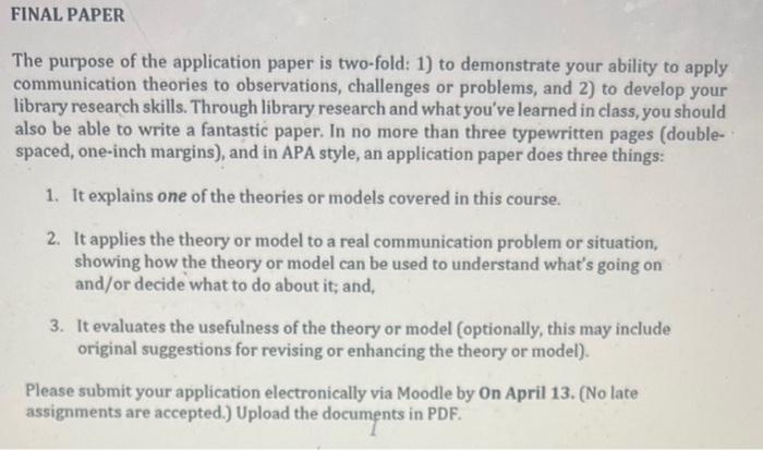 The purpose of the application paper is two-fold: 1) | Chegg.com