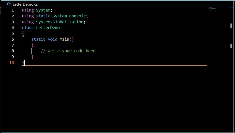 Solved Create an application class named LetterDemo that | Chegg.com