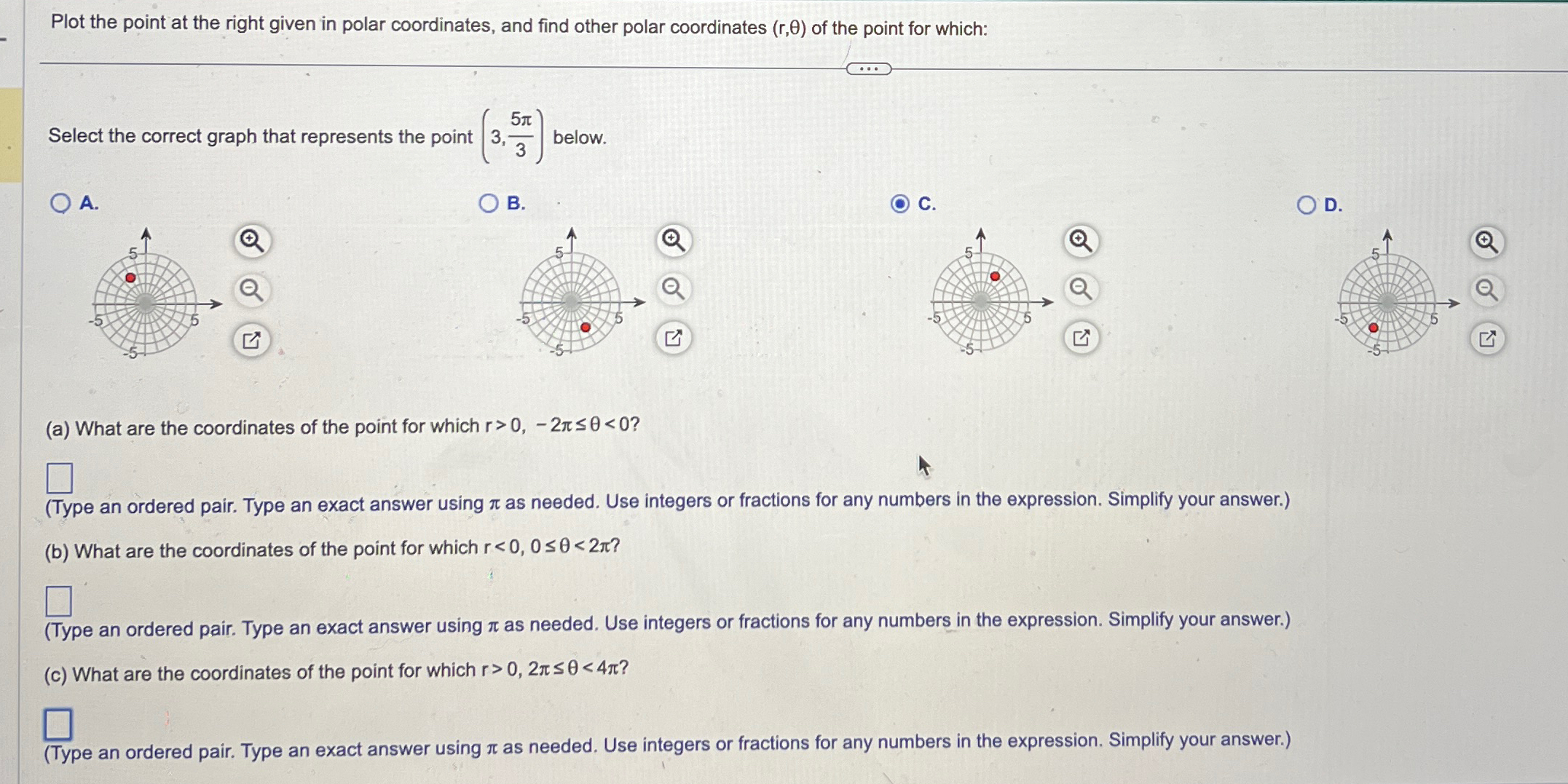 Solved Plot the point at the right given in polar | Chegg.com