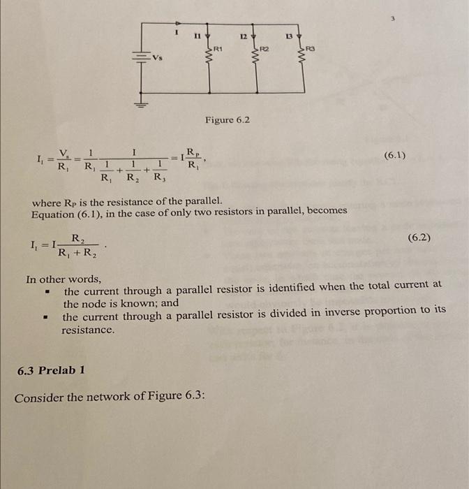 Solved 12 R1 R2 Figure 6.2 1, v R 1 R Rp. (6.1) 1 1 1 + + R2 | Chegg.com