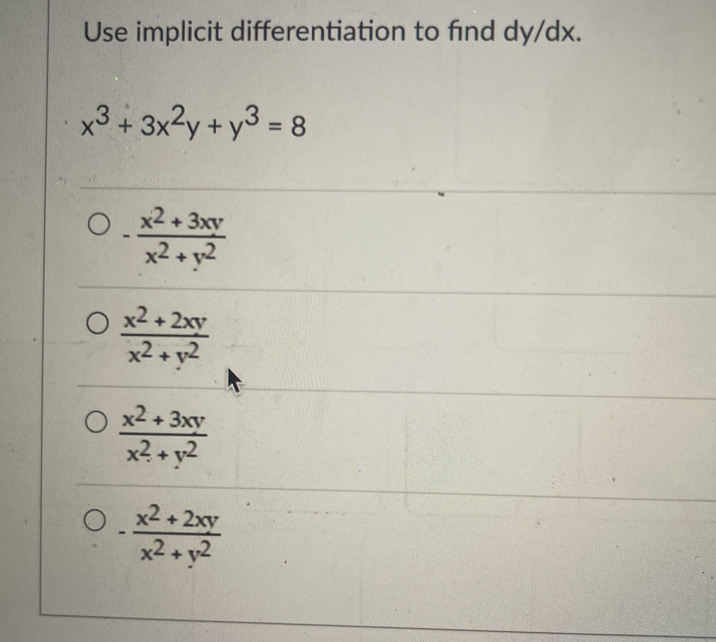 Solved Use implicit differentiation to find | Chegg.com