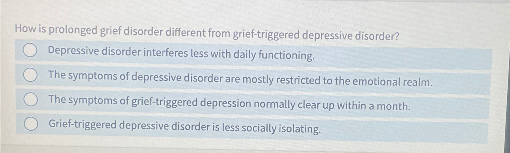 Solved How is prolonged grief disorder different from | Chegg.com