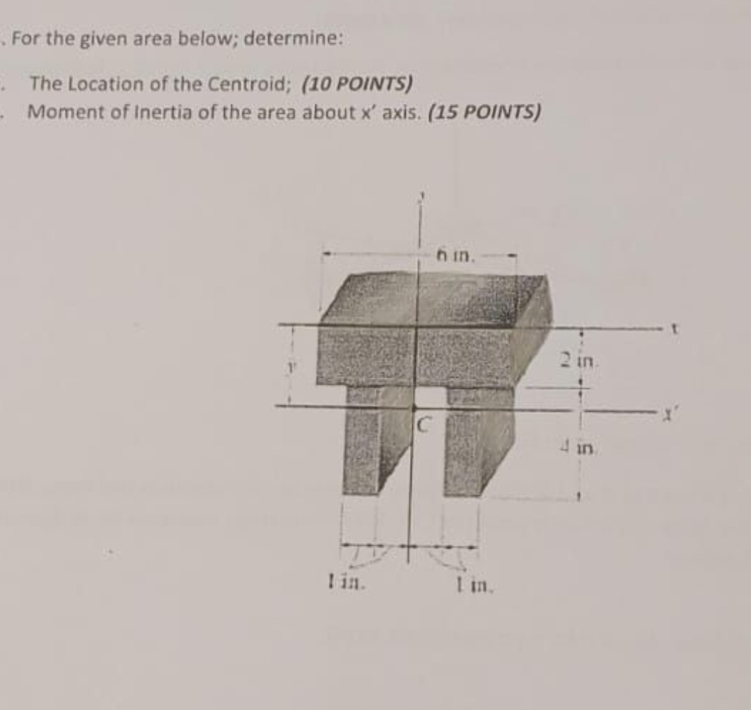 Solved For the given area below; determine:The Location of | Chegg.com