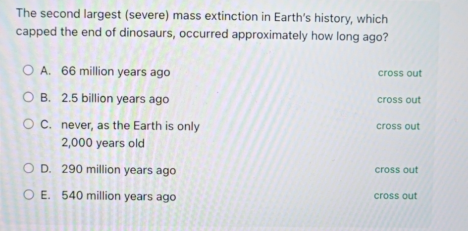 Solved The second largest (severe) ﻿mass extinction in | Chegg.com