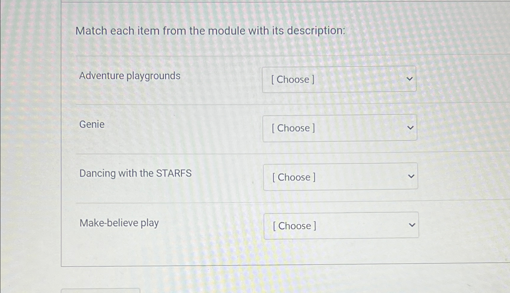 Solved Match each item from the module with its | Chegg.com