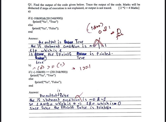 Solved Q1. Find the output of the code given below. Trace | Chegg.com
