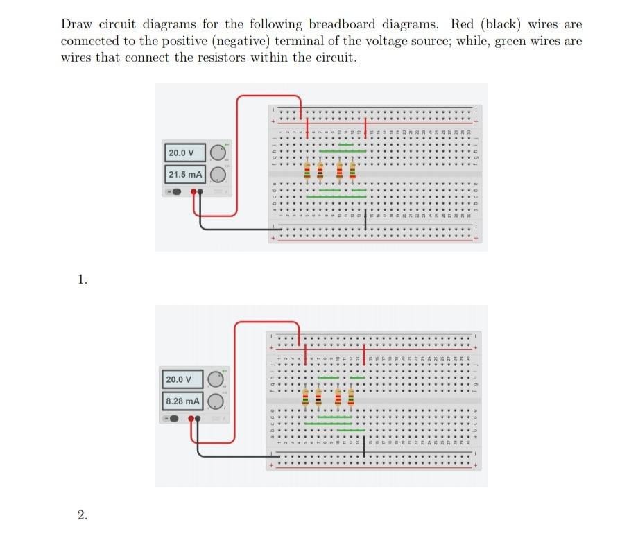 Solved Draw circuit diagrams for the following breadboard | Chegg.com