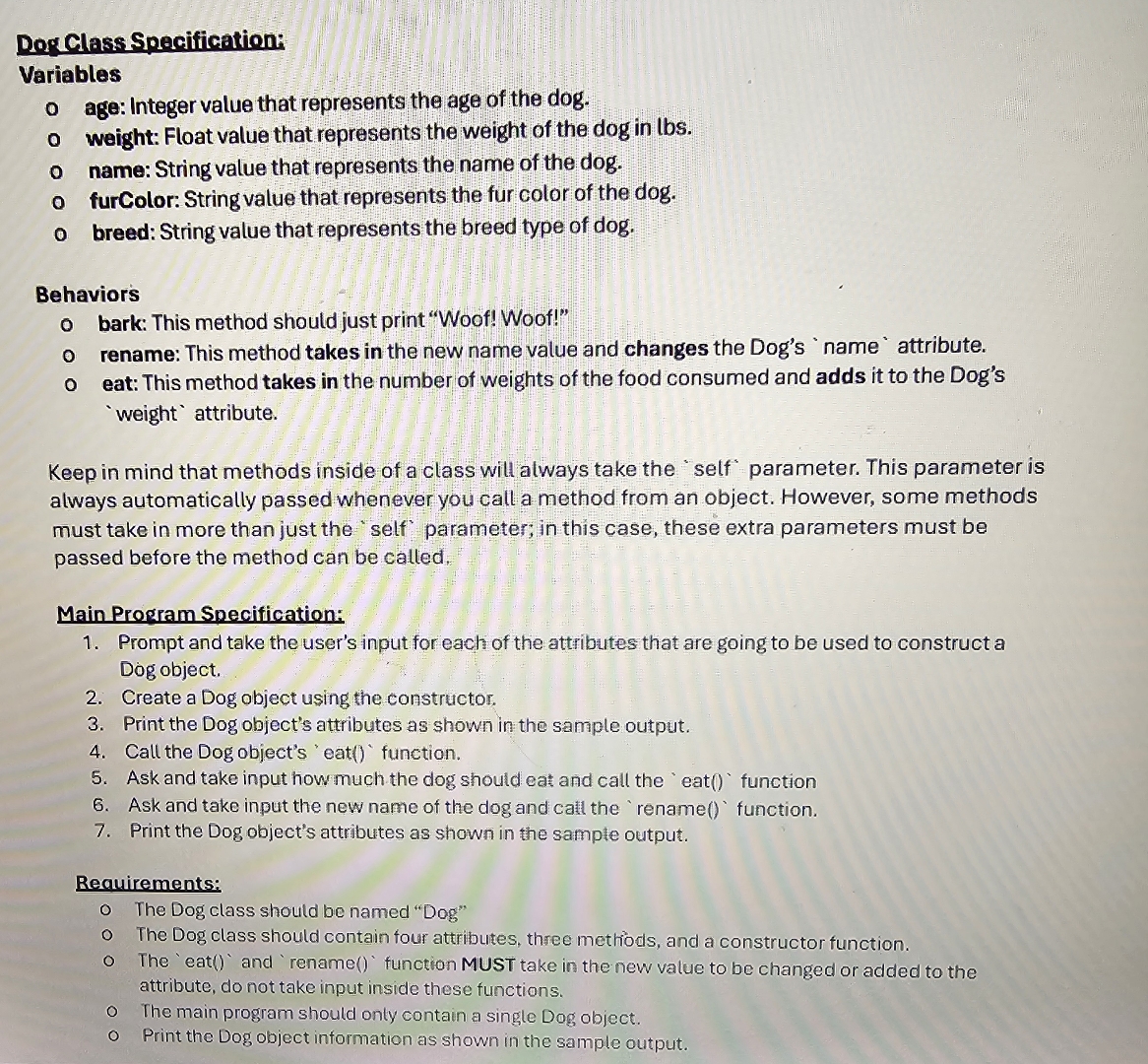Solved DoxClass Specification:Variableso age: Integer value | Chegg.com