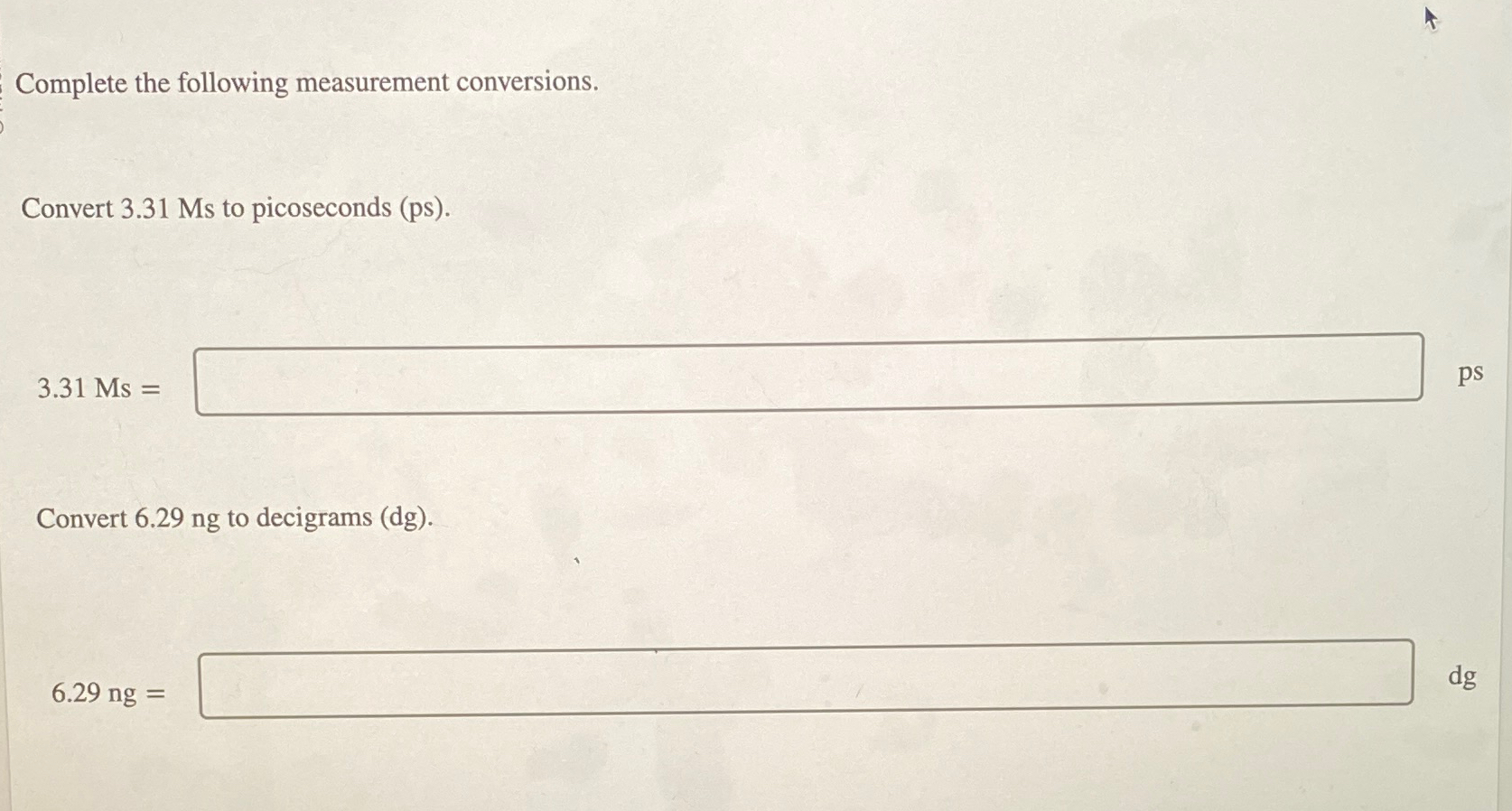 Solved Complete the following measurement | Chegg.com