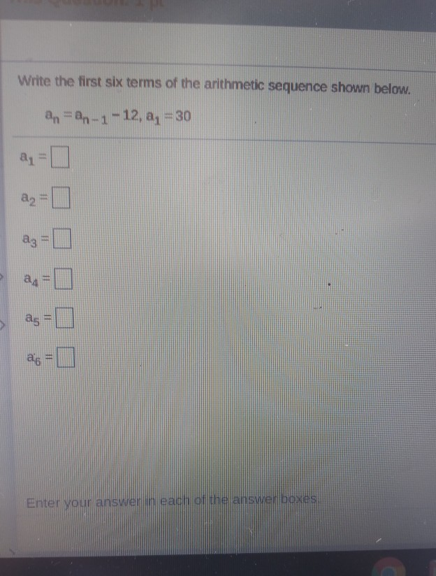 Solved Write the first six terms of the arithmetic sequence | Chegg.com