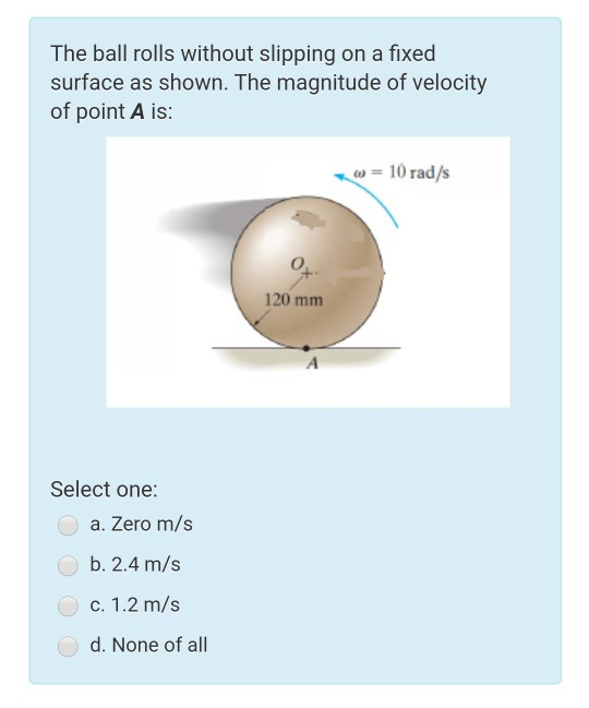 Solved The ball rolls without slipping on a fixed surface as | Chegg.com