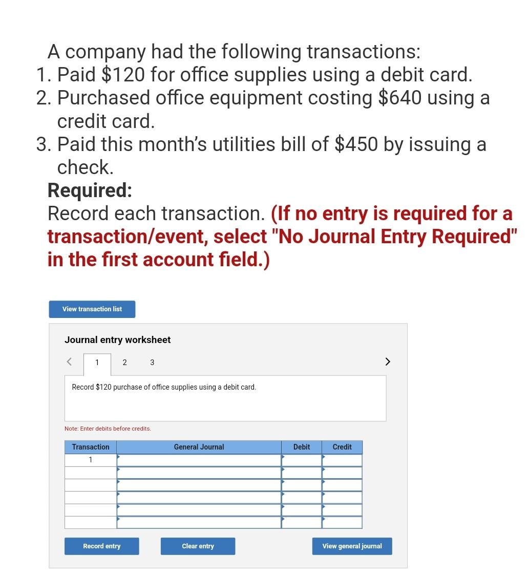 Solved A company had the following transactions: 1. Paid | Chegg.com