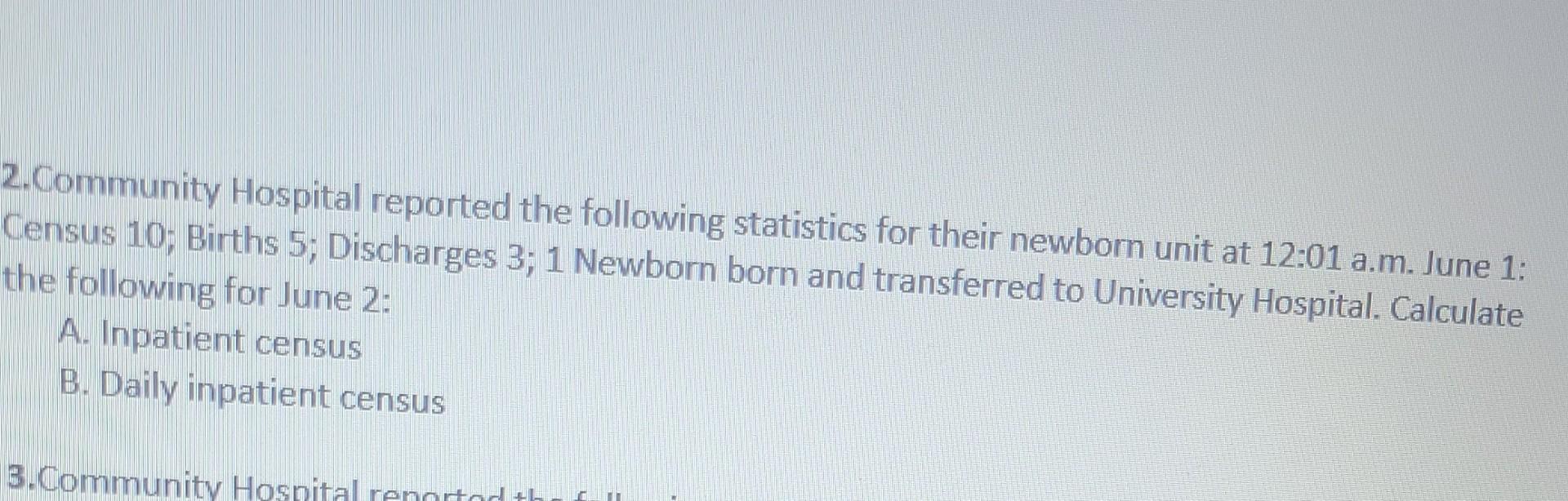 Solved 2.Community Hospital reported the following | Chegg.com