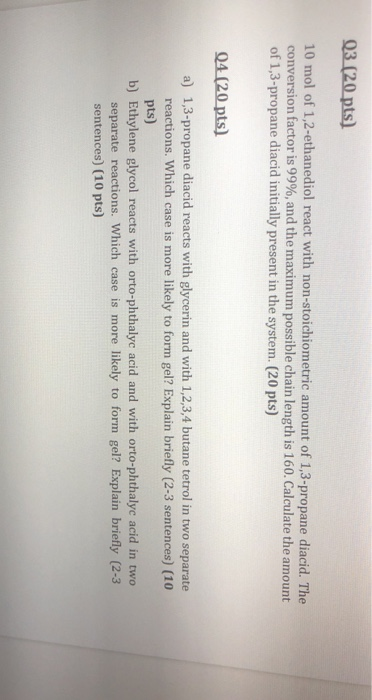 Q3 (20 pts) 10 mol of 1,2-ethanediol react with | Chegg.com