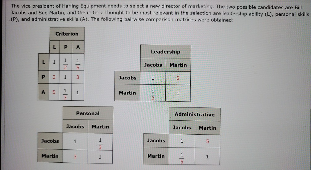Solved The vice president of Harling Equipment needs to | Chegg.com